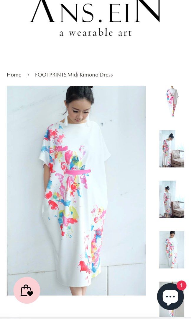 Ans.Ein Footprints Midi Kimono Dress, Women's Fashion, Dresses & Sets, Dresses on Carousell