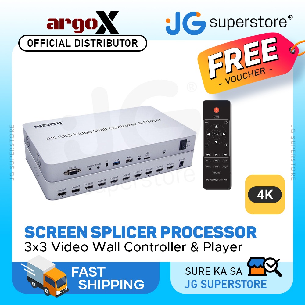 ArgoX 4K 3x3 Video Wall Controller & Player HDMI Input with 9 HDMI ...