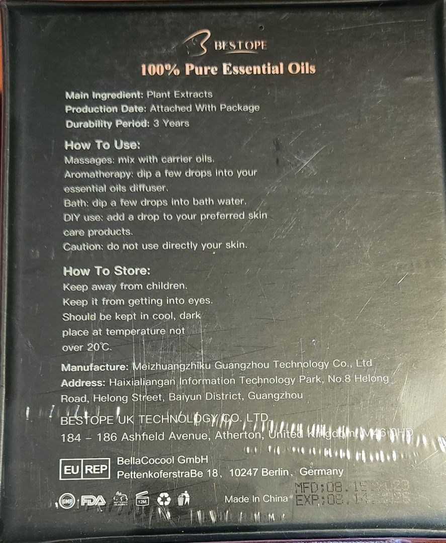 Bestope 100% Pure Essential Oils, Everything Else on Carousell