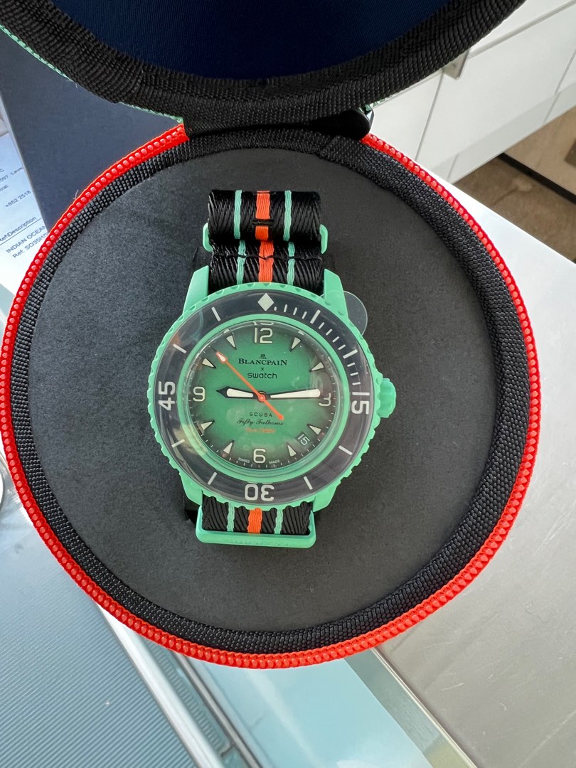 Blancpain X Swatch INDIAN OCEAN, 男裝, 手錶及配件, 手錶 - Carousell