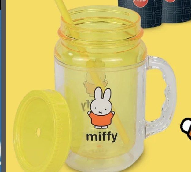 BN Miffy 20oz 600ml plastic double wall mug tumbler mason jar, Furniture & Home Living ...