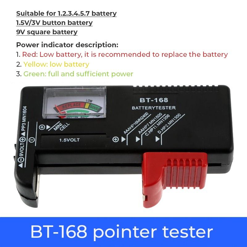 BT168D Smart LCD Digital Battery Tester Measure Volt Capacity Voltage ...