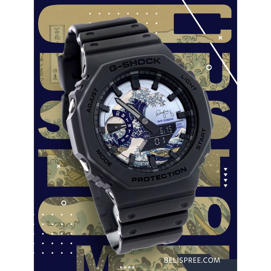 CasiOak Dial G Shock GA 2100 With Custom Logo Wave of Kanagawa Design ...