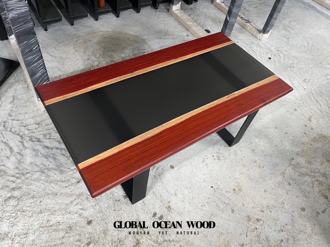 CLEAR MATT Design Epoxy Resin Solid Wood Coffee Table, Furniture & Home ...