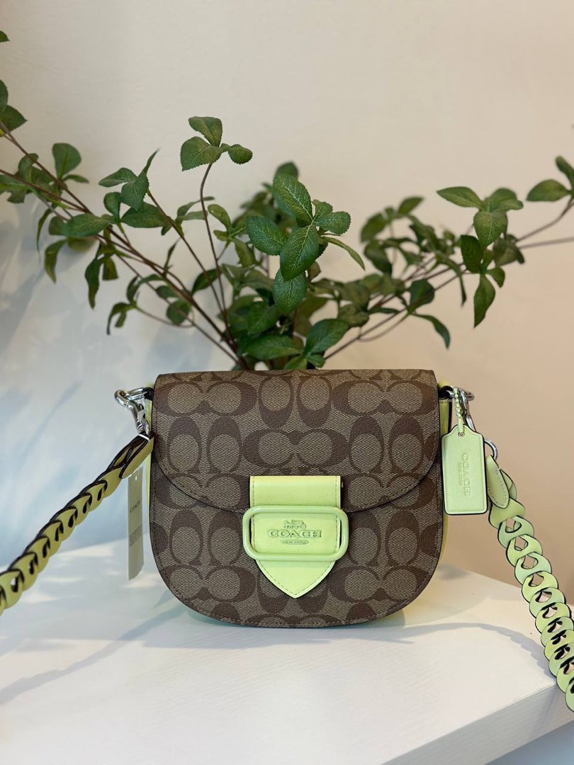 Coach Morgan Saddle in Signature Khaki/Pale Lime, Luxury, Bags ...