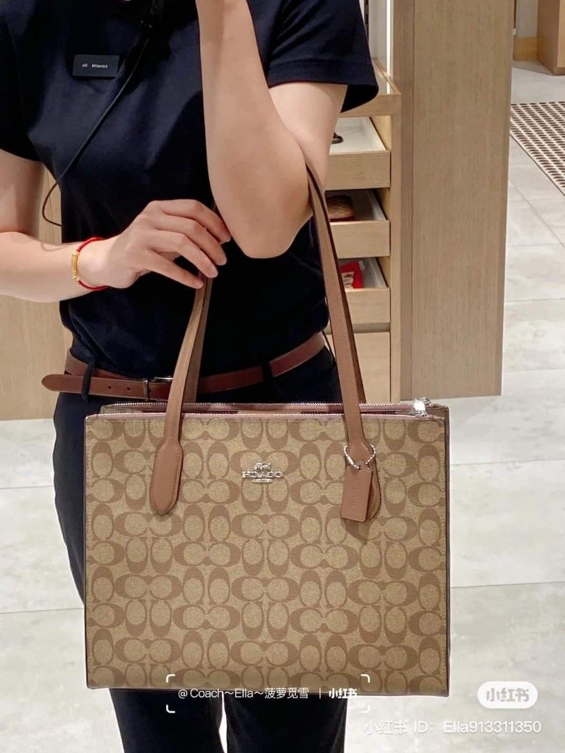 Coach Nina Tote in Signature Canvas Khaki, Women's Fashion, Bags ...