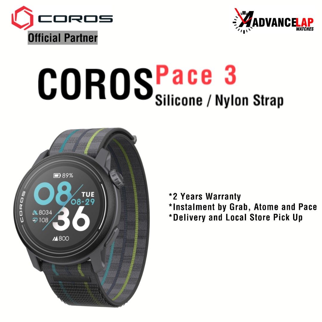 Coros Pace 3 Silicone/ Nylon Strap, Smartwatch, Running , Hiking ...