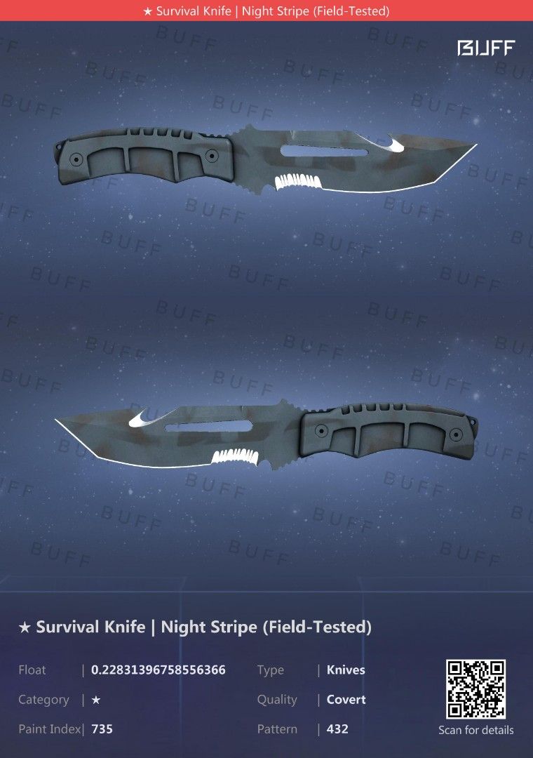CSGO CS2 Survival Knife Night Stripe, Video Gaming, Gaming Accessories, In-Game Products on ...