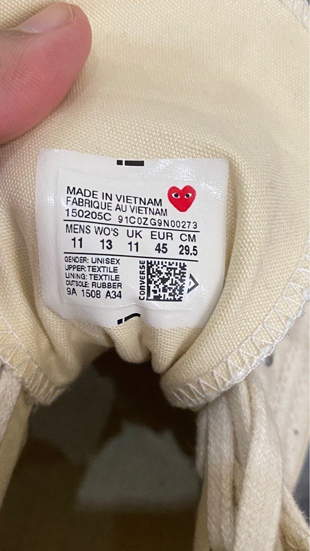 Custom CDG converse Cream Hi, Men's Fashion, Footwear, Sneakers on ...