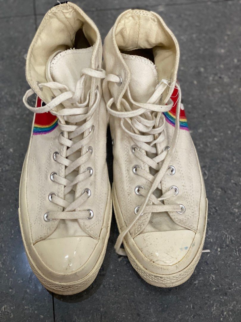 Custom CDG converse Cream Hi, Men's Fashion, Footwear, Sneakers on ...