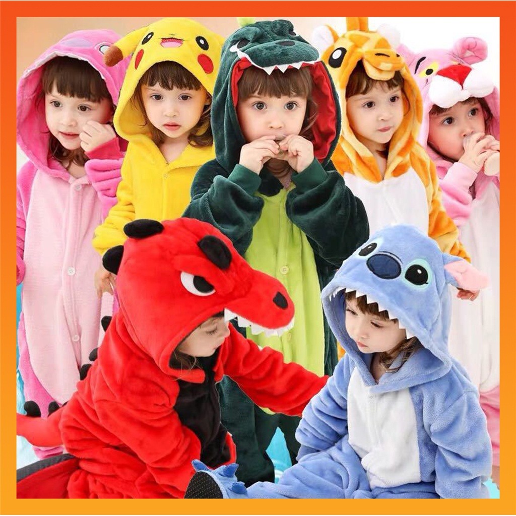 Dinosaur Pikachu Giraffe Onesies Kids Children Animal Cartoon Pajamas ...