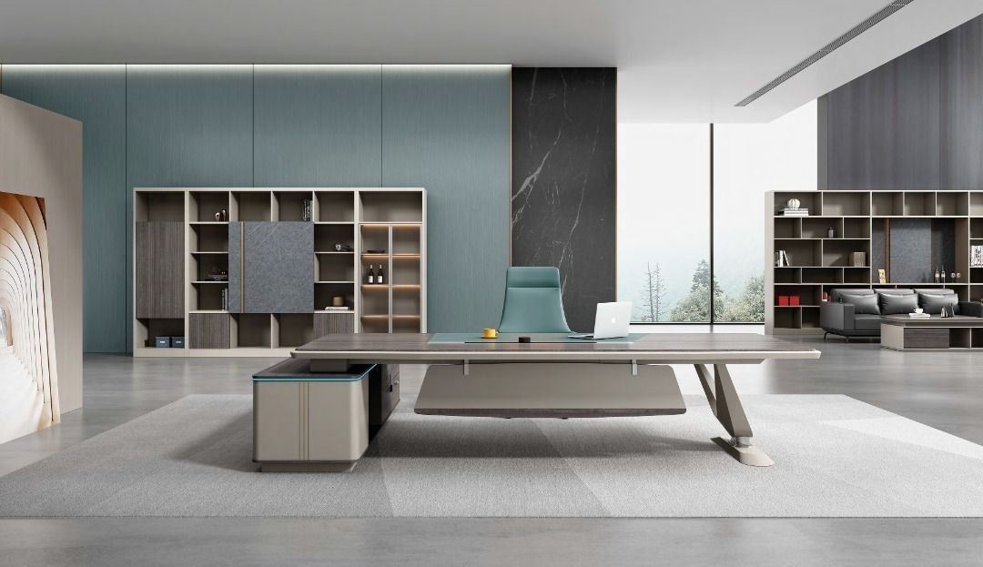 DT B937A Director Table w L Shape Cabinet, Executive Table Office Table ...