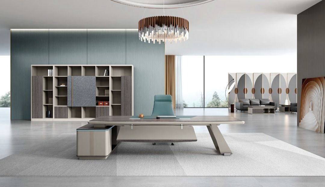 DT B937B Director Table w L Shape Cabinet, Executive Table Office Table ...