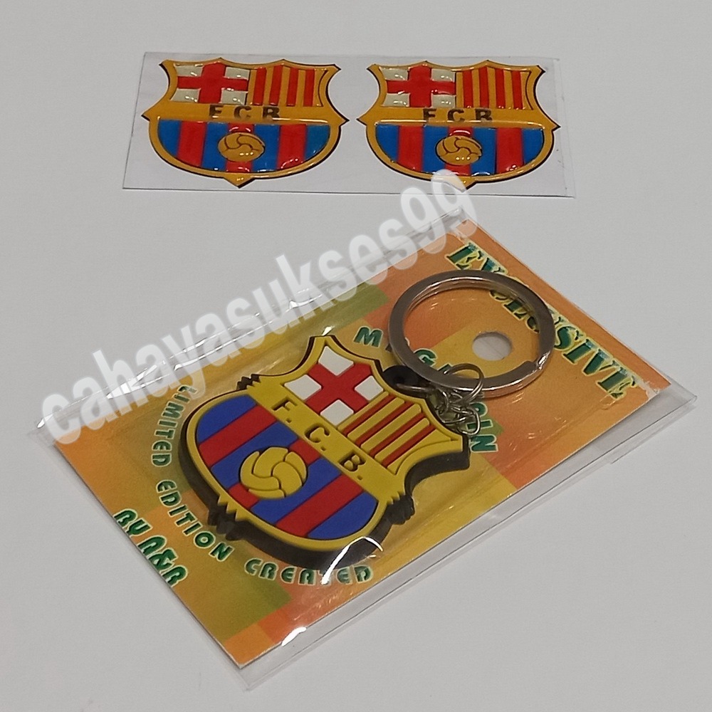 Gantungan Kunci BARCELONA Football Club FCB Stiker Emblem Timbul Kecil ...