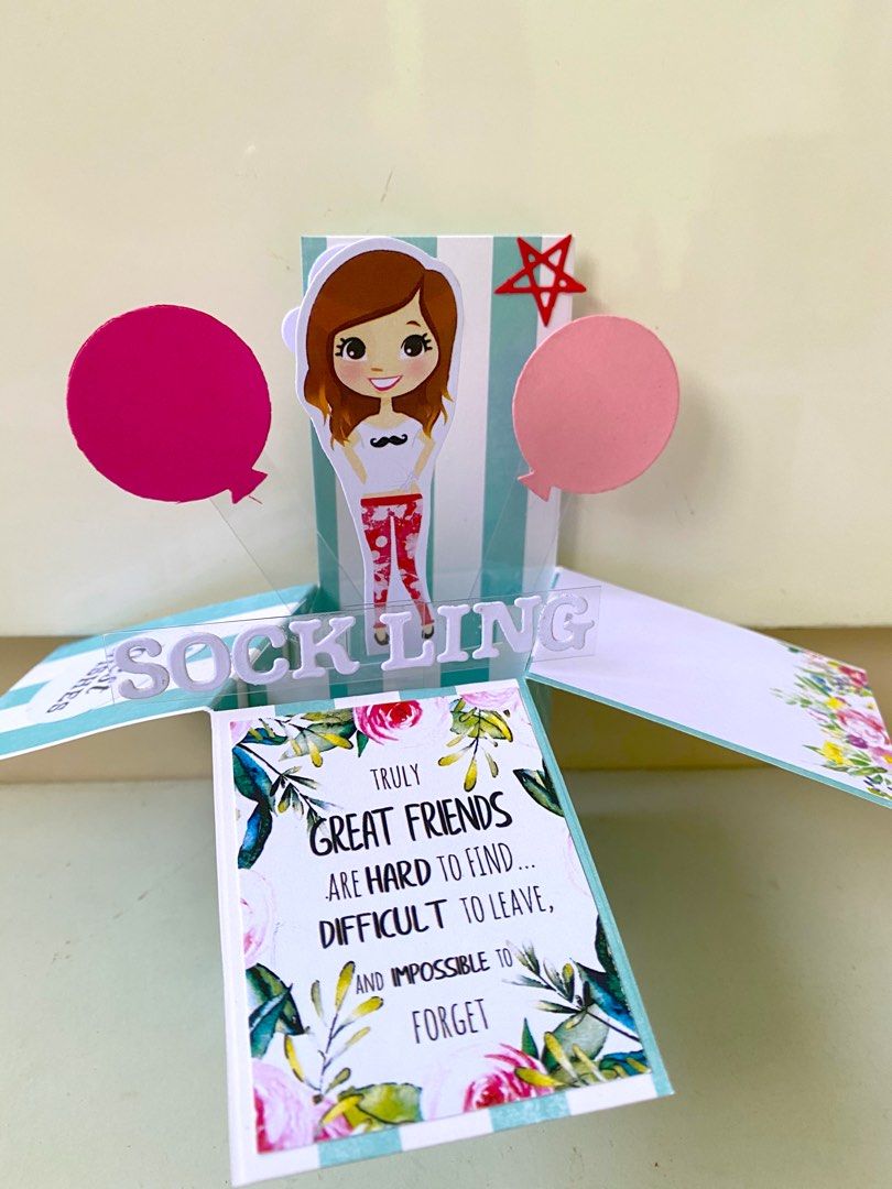 Handmade customised interactive popup farewell card, Hobbies & Toys ...