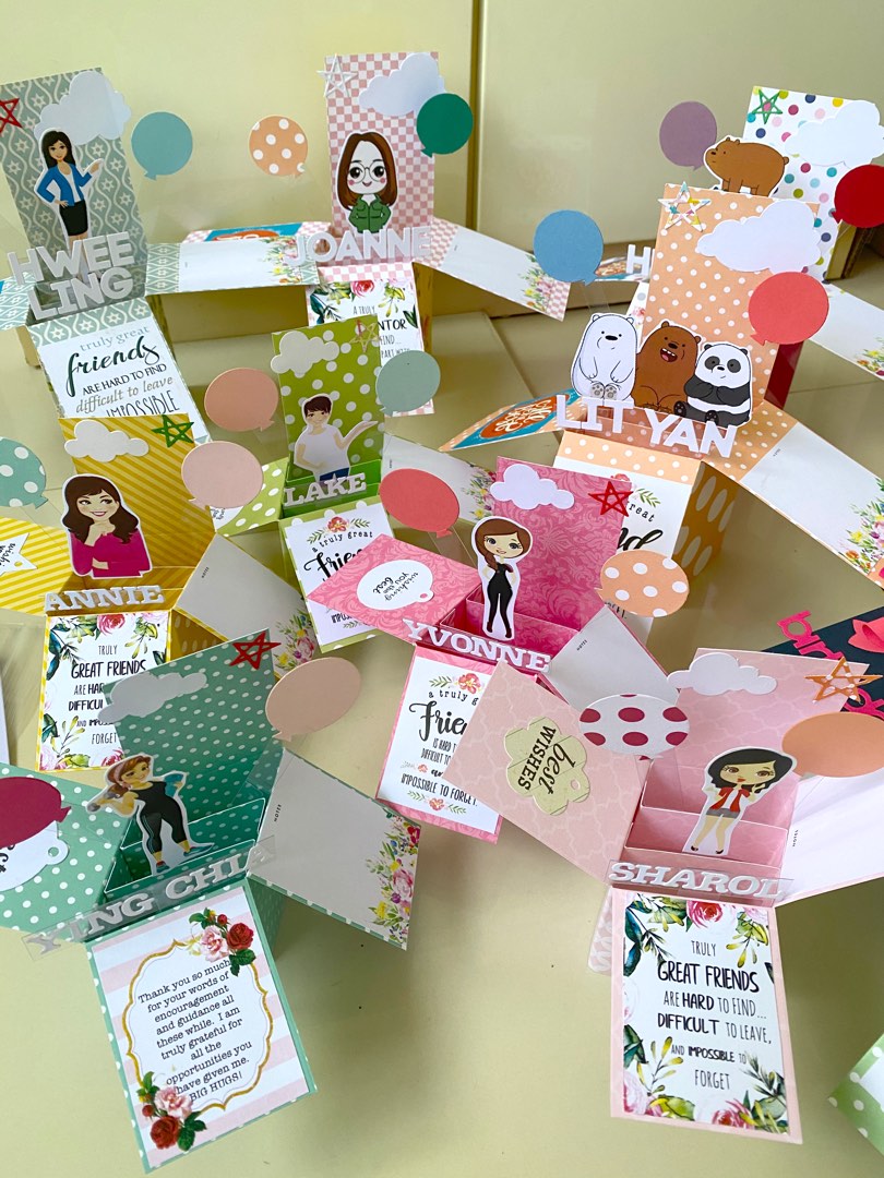 Handmade customised interactive popup farewell card, Hobbies & Toys ...