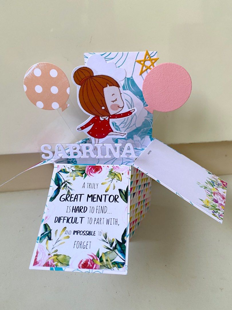 Handmade customised interactive popup farewell card, Hobbies & Toys ...