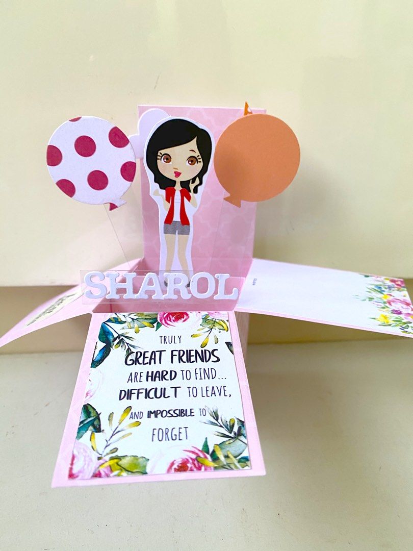 Handmade customised interactive popup farewell card, Hobbies & Toys ...