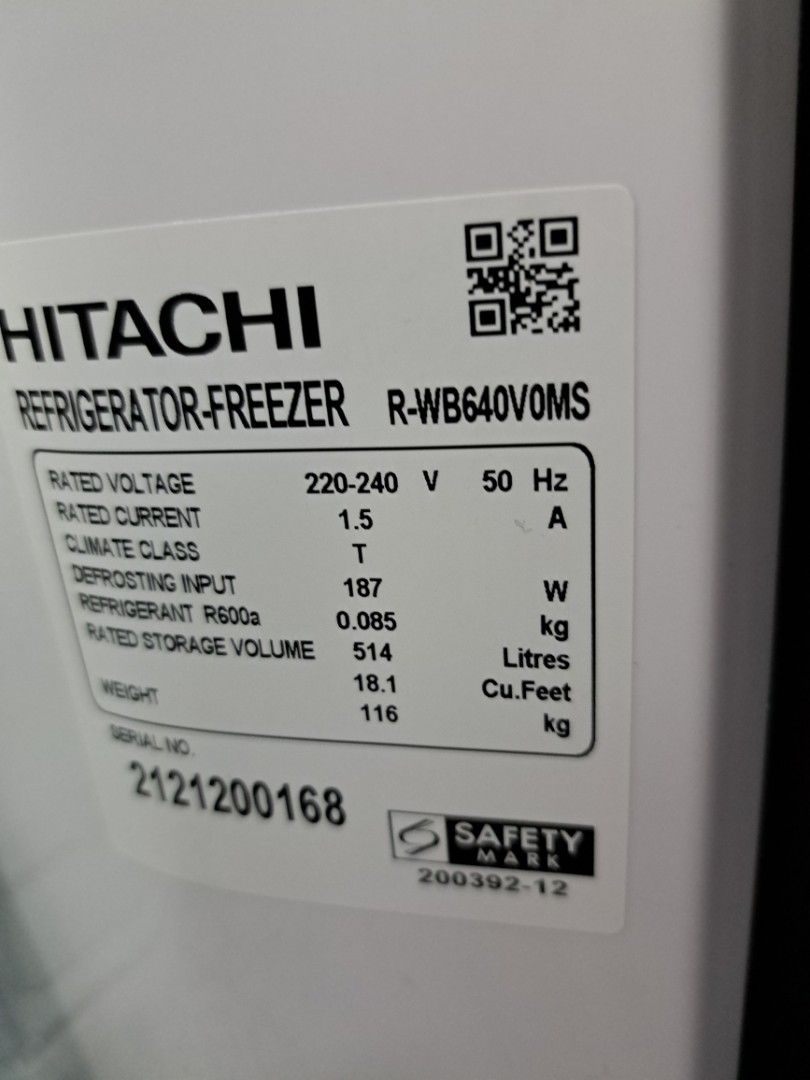 Hitachi glass door side by side Refrigerator Fridge inverter 3ticks ...