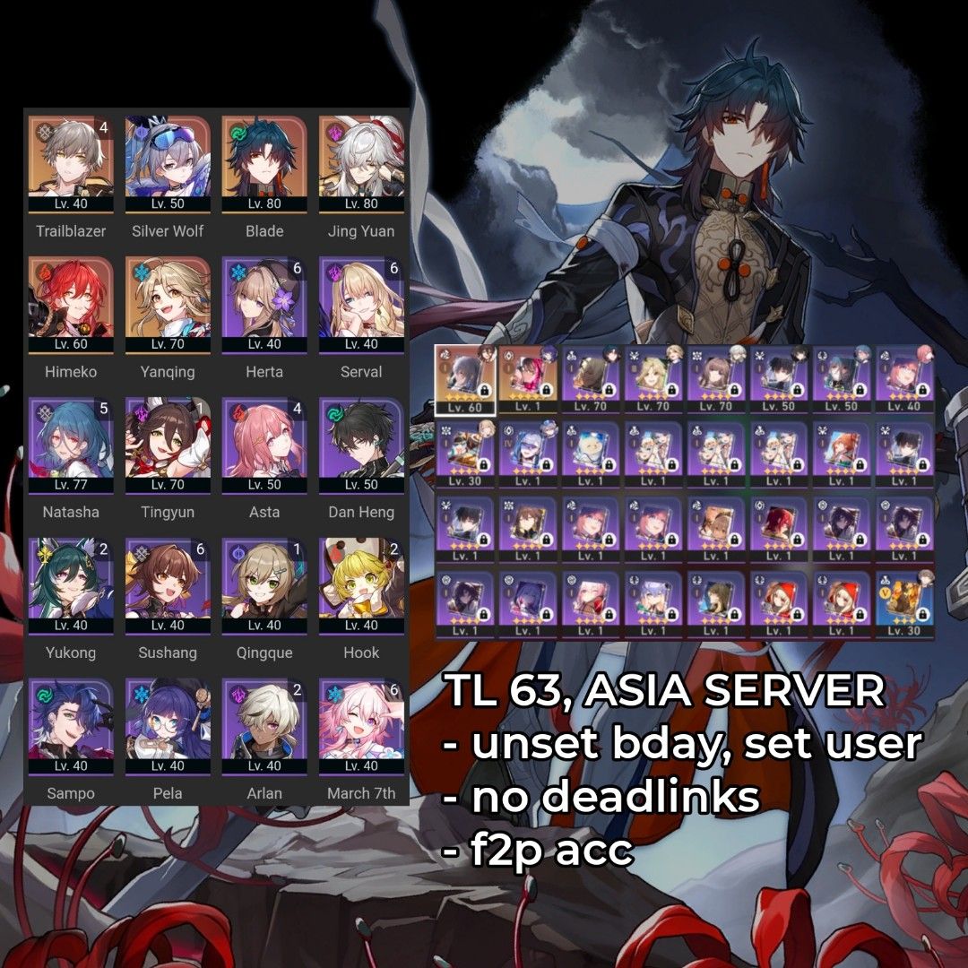 hsr honkai star rail account : blade, jingyuan, silverwolf, yanqing and ...