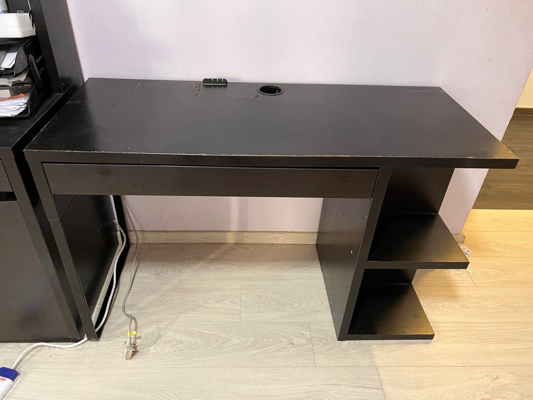 Ikea black study table, Furniture & Home Living, Furniture, Tables ...