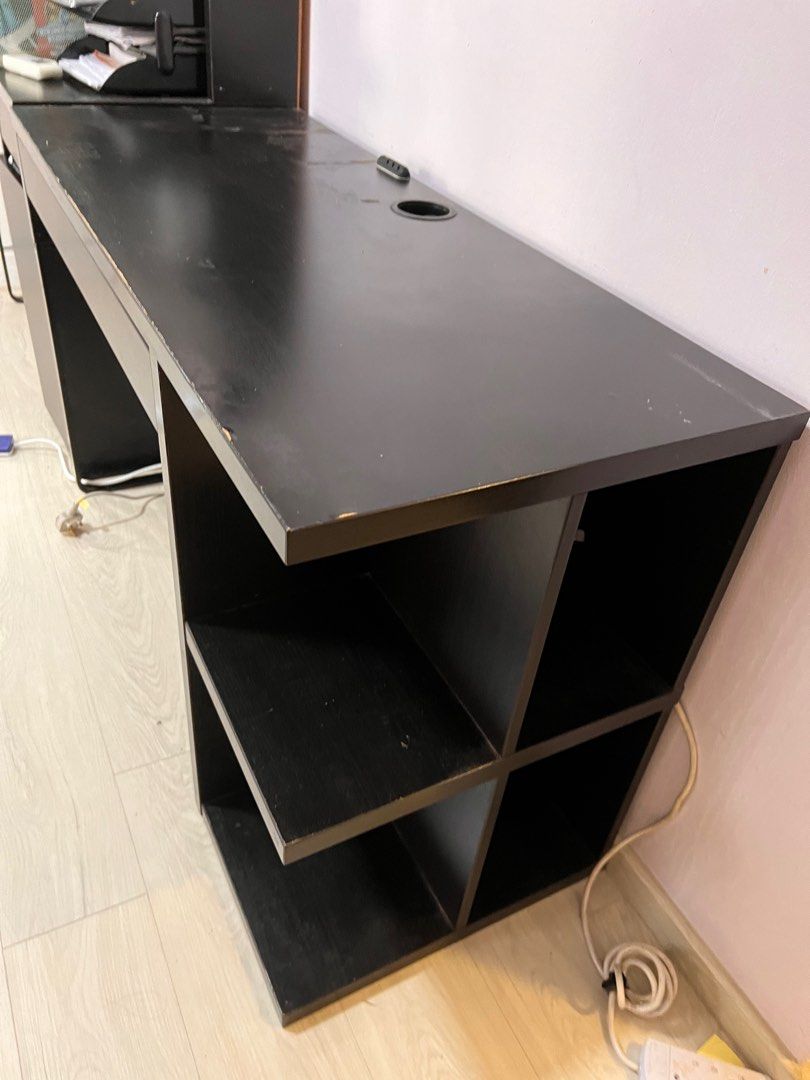 Ikea black study table, Furniture & Home Living, Furniture, Tables ...
