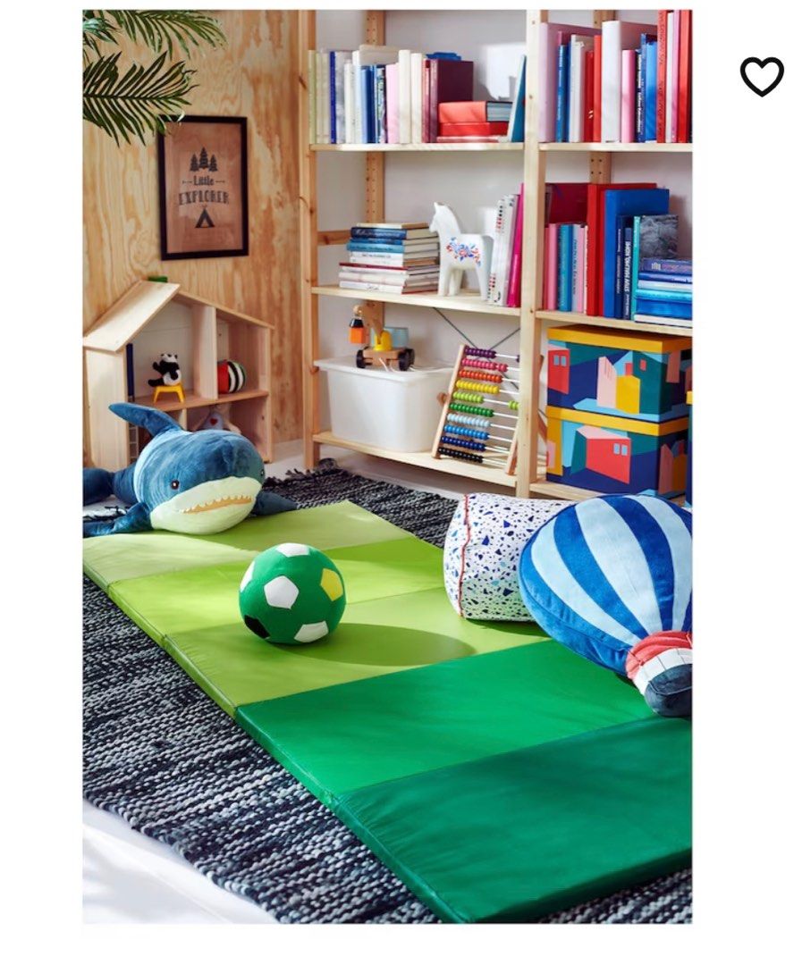 IKEA gym mat foldable green thick PLUFSIG, Babies & Kids, Baby Nursery ...