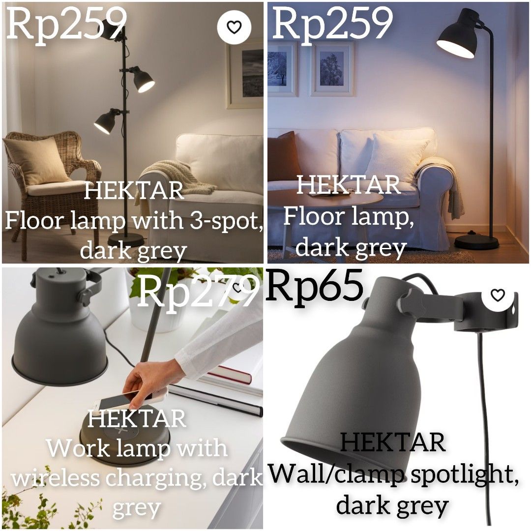 IKEA HERTAR Lamp Series 4 Designs Total5 lamp...x2 HEKTAR Work lamp ...