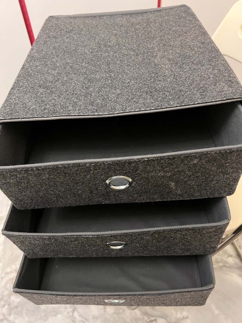 IKEA Mini chest with 3 drawers, grey, FOLDABLE, Furniture & Home Living ...