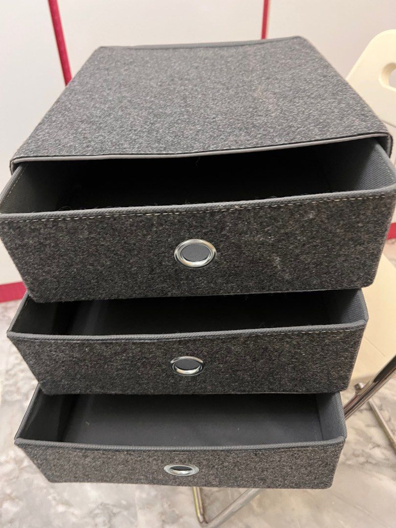 IKEA Mini chest with 3 drawers, grey, FOLDABLE, Furniture & Home Living ...