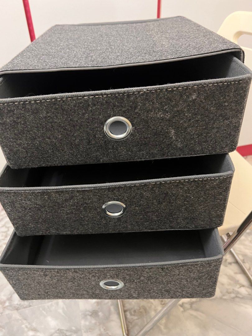 IKEA Mini chest with 3 drawers, grey, FOLDABLE, Furniture & Home Living ...