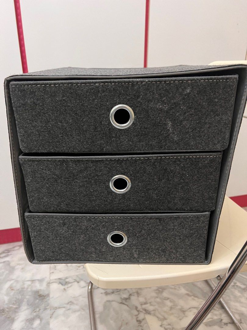 IKEA Mini chest with 3 drawers, grey, FOLDABLE, Furniture & Home Living ...