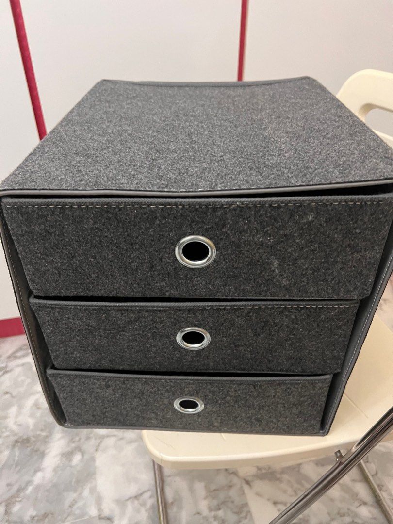 IKEA Mini chest with 3 drawers, grey, FOLDABLE, Furniture & Home Living ...