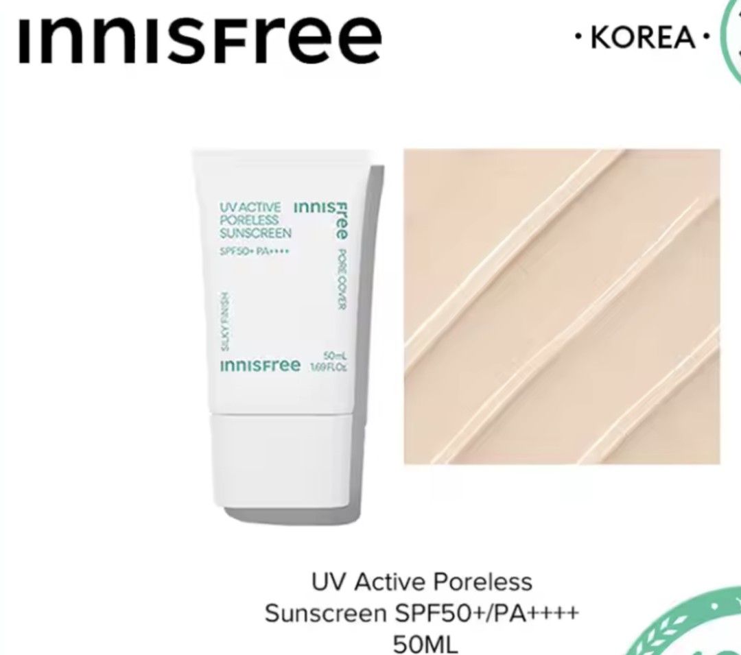 Innisfree UV active poreless sunscreen ex SPF50 PA++++, Beauty ...