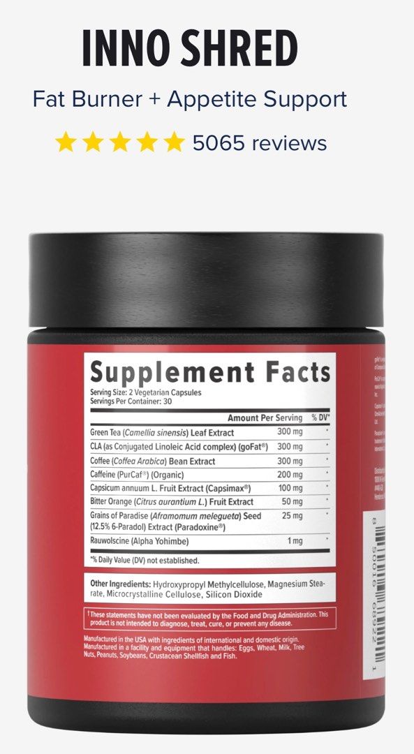 INNO SHRED STIMULANT FREE AND FOCUS, Health & Nutrition, Health ...