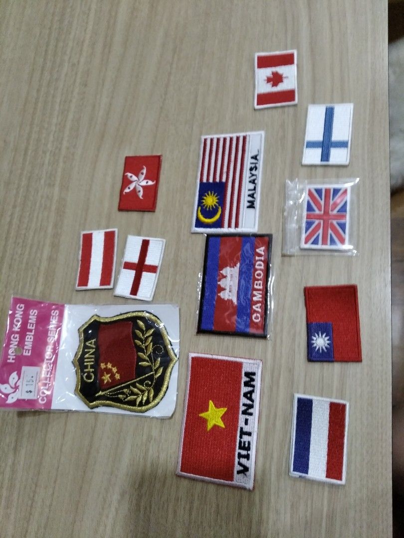 Iron on country flags, Hobbies & Toys, Memorabilia & Collectibles, Stamps & Prints on Carousell