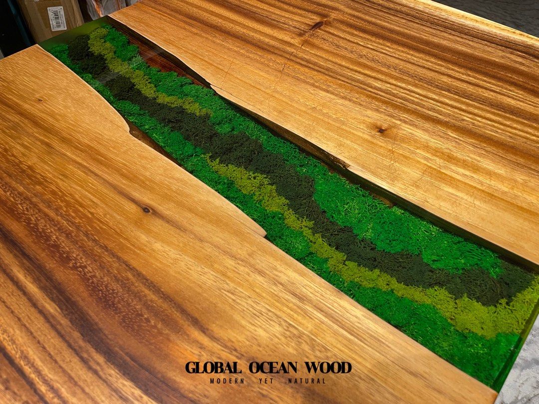 JUNGLE Design Epoxy Resin Solid Wood Coffee Table, Furniture & Home ...