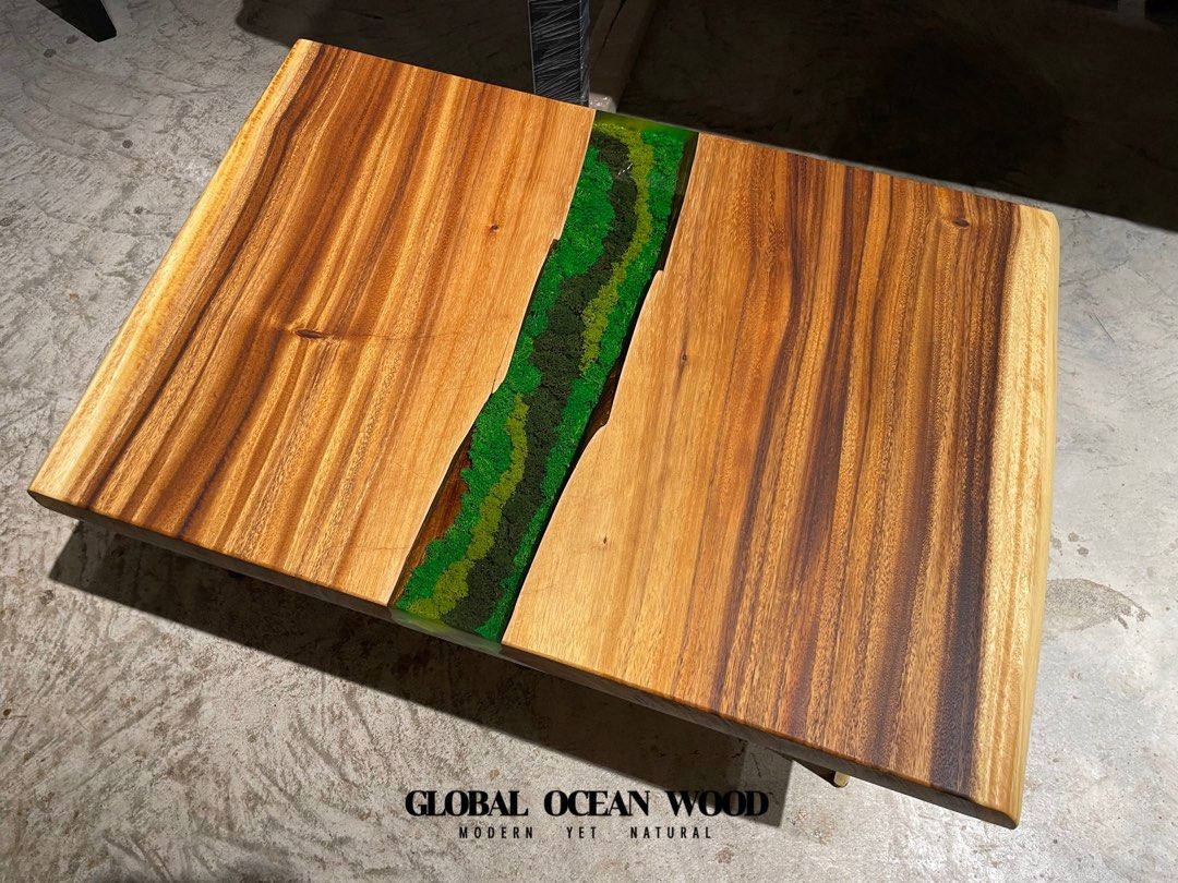 JUNGLE Design Epoxy Resin Solid Wood Coffee Table, Furniture & Home ...