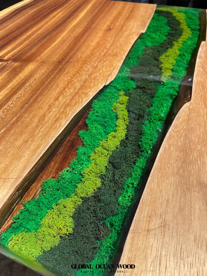 JUNGLE Design Epoxy Resin Solid Wood Coffee Table, Furniture & Home ...