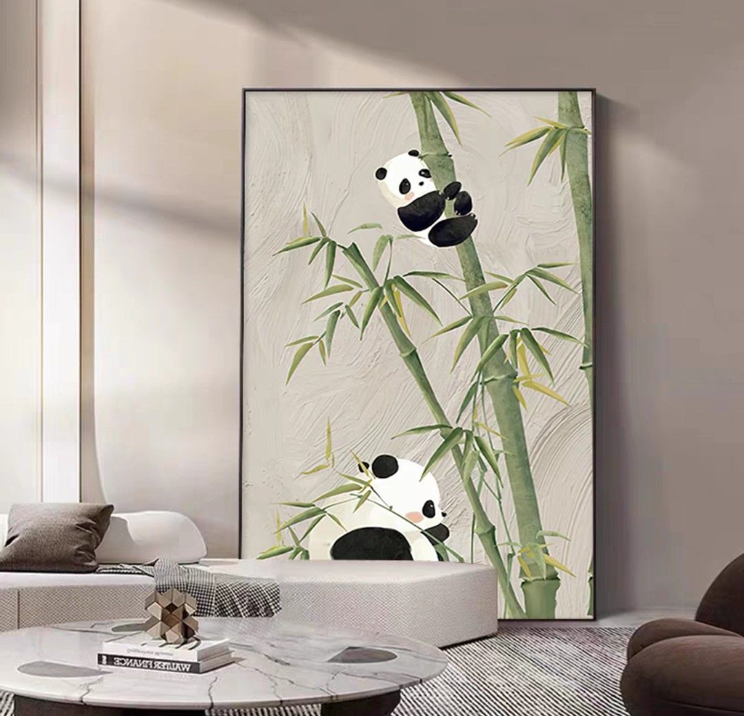Lele Panda Oil Painting, Furniture & Home Living, Home Decor, Wall ...