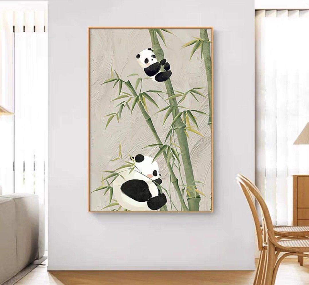 Lele Panda Oil Painting, Furniture & Home Living, Home Decor, Wall ...