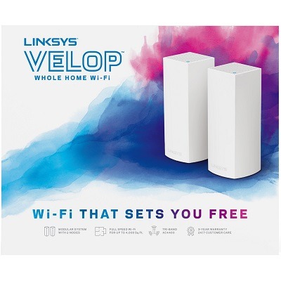 Linksys WHW0302 Velop Tri-Band AC2200 Whole Home Mesh WiFi 5 System (2 Pack) Works with Apple ...