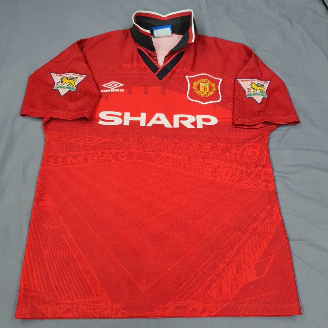 MANCHESTER UNITED 93/94 VINTAGE HOME KIT ANDREI KANCHELSKI NAMESET FULL ...