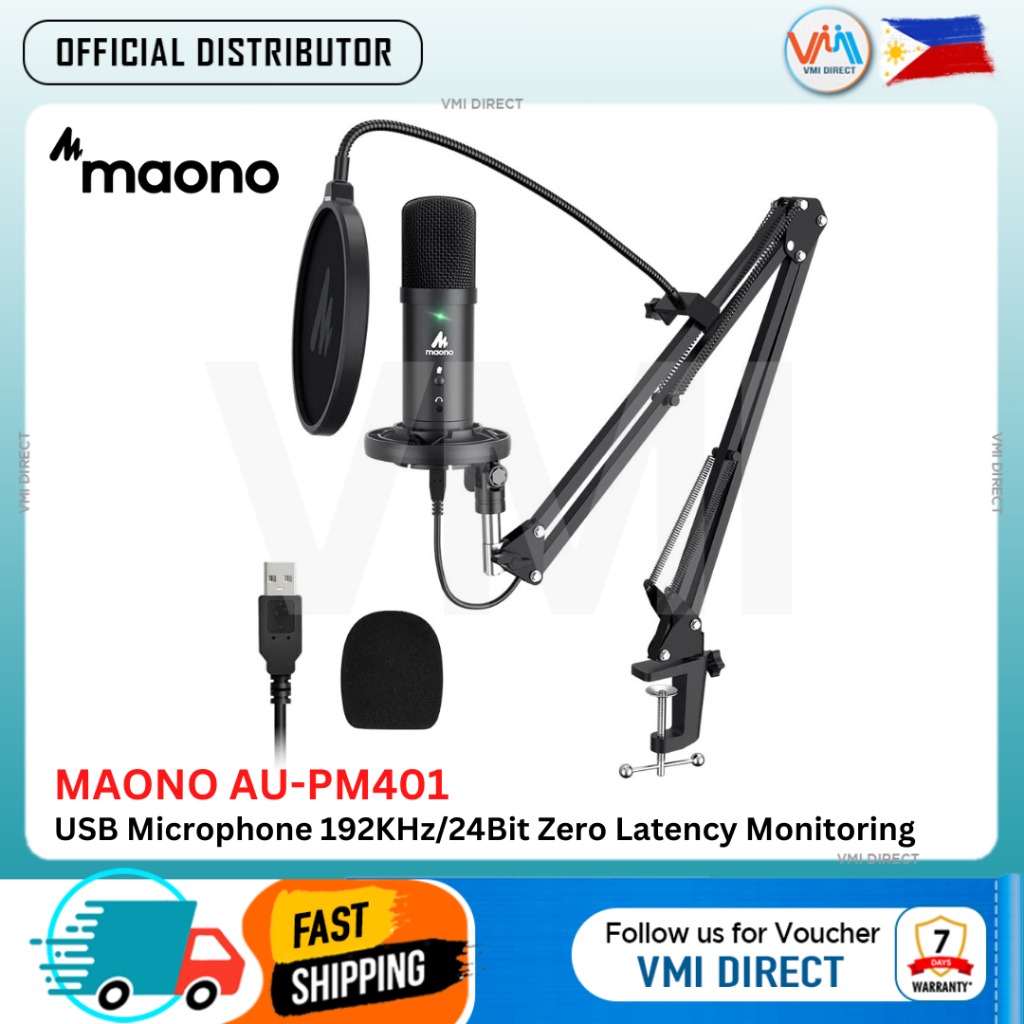 MAONO AU-PM401 USB Microphone 192KHz/24Bit Zero Latency Monitoring -VMI ...