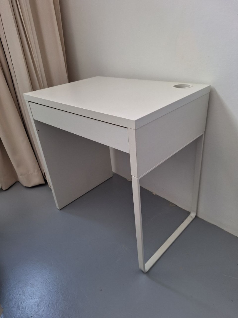 MICKE White Study Desk, Furniture & Home Living, Furniture, Tables & Sets on Carousell