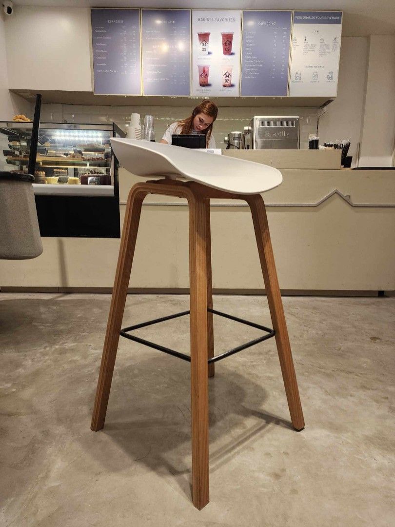 Modern Metal Barstool Wooden Legs High Chair, Furniture & Home Living ...