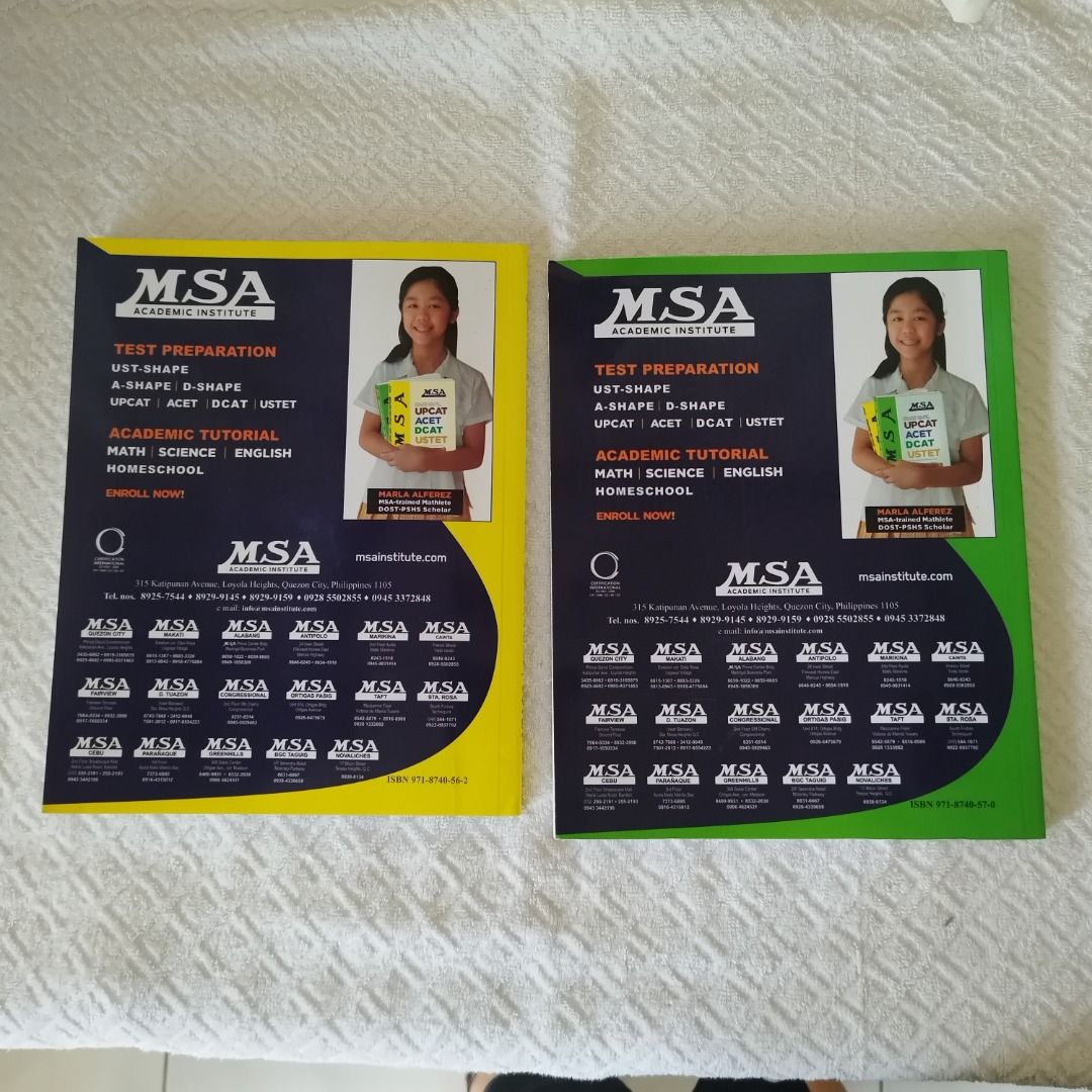 MSA Books (Reviewer for UPCAT, ACET, DCT, USTET, College Entrance Tests ...