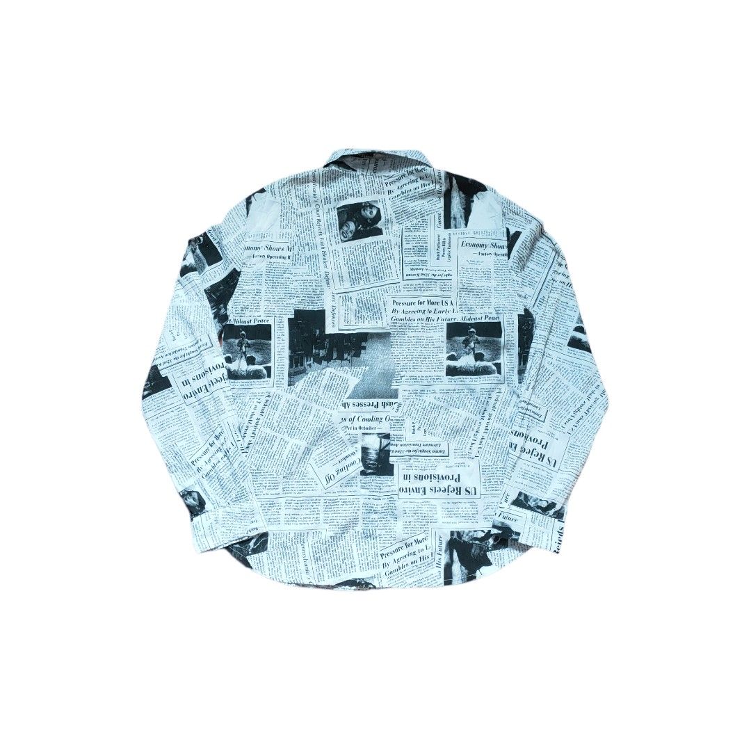 News paper shirt, Men's Fashion, Tops & Sets, Formal Shirts on Carousell