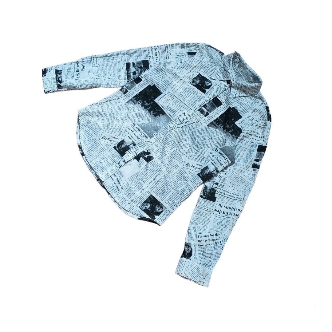 News paper shirt, Men's Fashion, Tops & Sets, Formal Shirts on Carousell