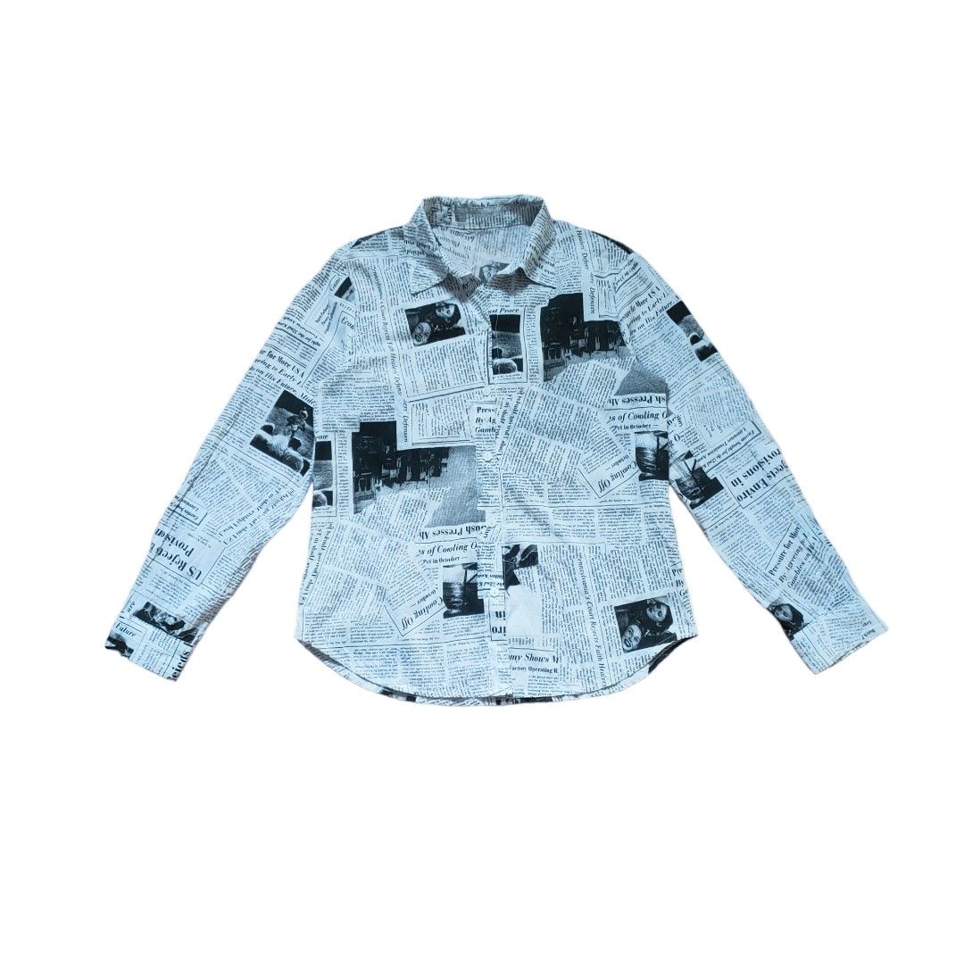 News paper shirt, Men's Fashion, Tops & Sets, Formal Shirts on Carousell